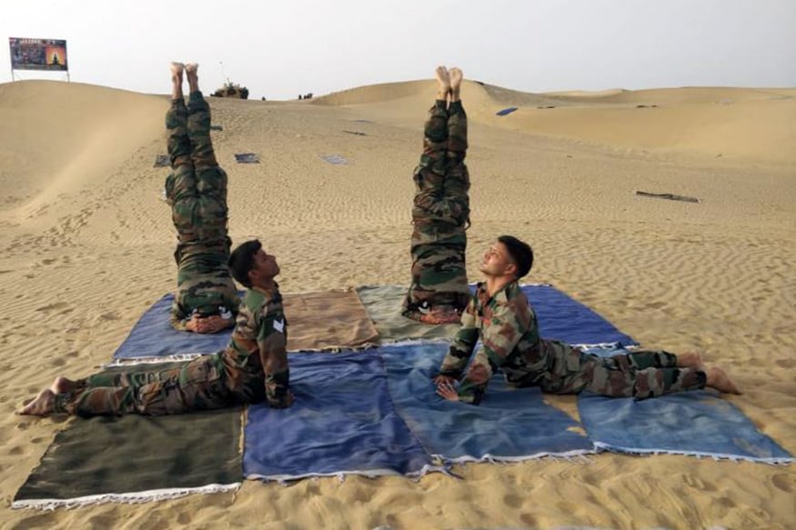 International Yoga Day 2019: Soldiers Perform Yoga in Dunes - News18