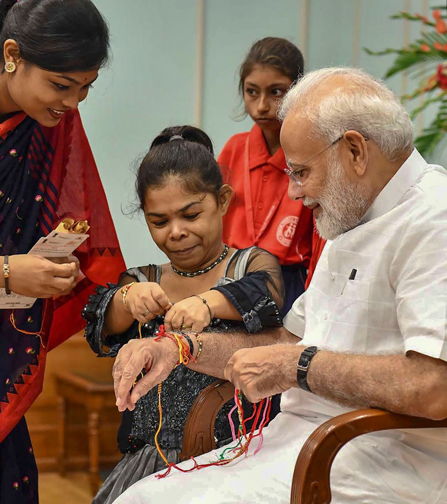 Glimpses From PM Narendra Modi's Raksha Bandhan Celebrations - News18