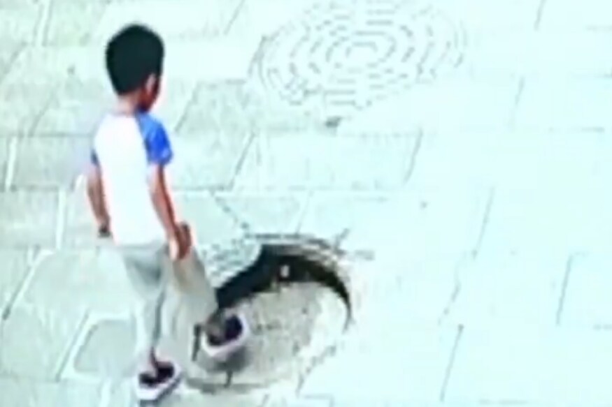 CCTV Footage Captures 3-Year-Old Boy's Terrifying Fall into Manhole in ...