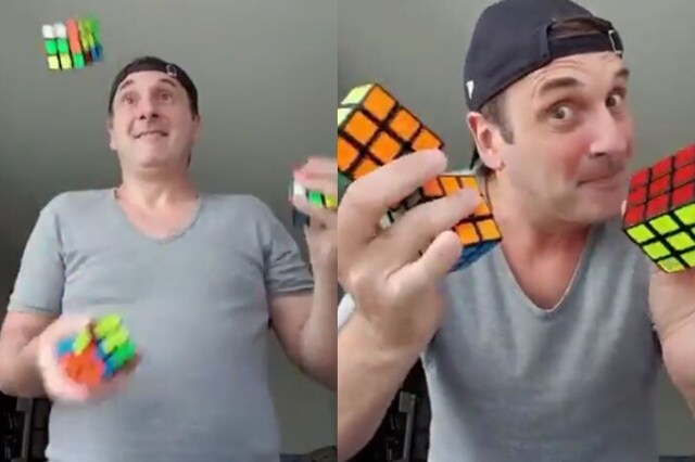 Watch: Man Solves 3 Rubik’s Cubes while Juggling Them, Leaves ...