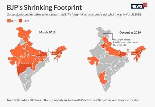 BJP’s Shrinking Footprint: Saffron Area on India’s Political Map ...