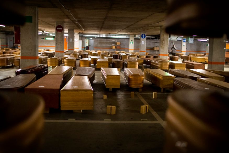 Parking Place Converted Into Huge Makeshift Morgue as COVID-19 Deaths ...