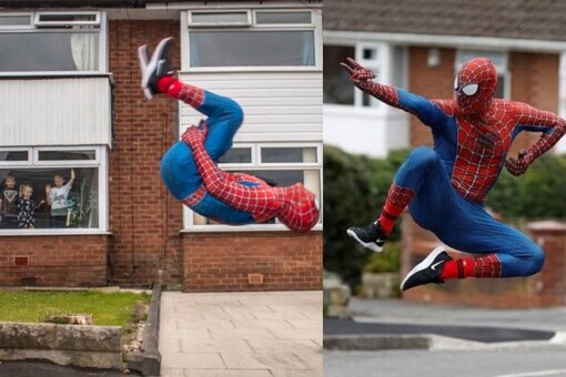 Two Men Dress up as 'Friendly Neighbourhood' Spiderman to Cheer Kids in ...