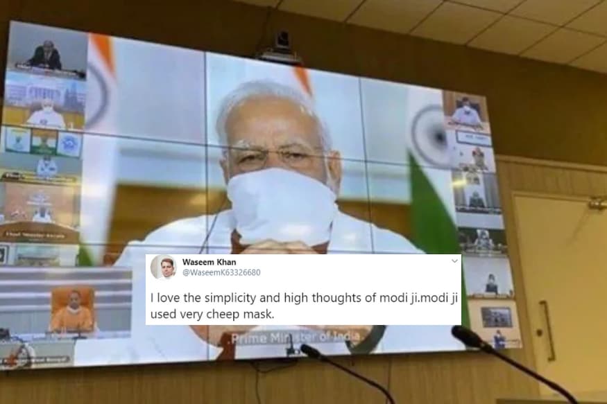 PM Modi Donning DIY Face Mask During Lockdown Discussion Video Call is ...