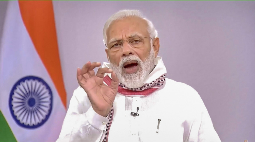 PM Modi Again Wears 'Gamcha' Mask for Video-Conference with Sarpanchs