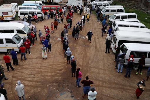 Aerial Footage Shows Miles-Long Queue for Food Aid in South Africa