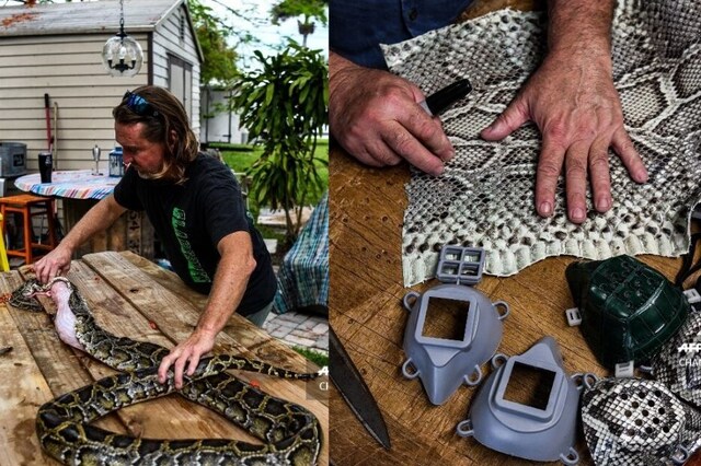 This Florida Craftsman Makes Masks out of Python and Iguana Skin to ...