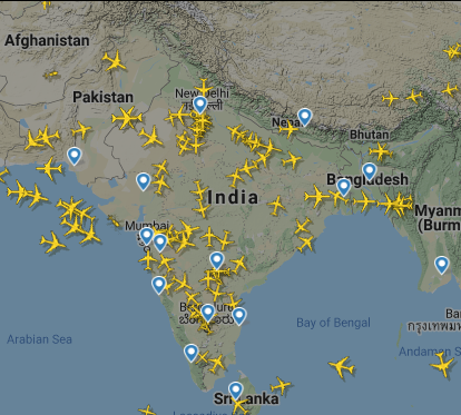 Before and After Pics of Lit Indian Airspace As Flights Finally Take ...