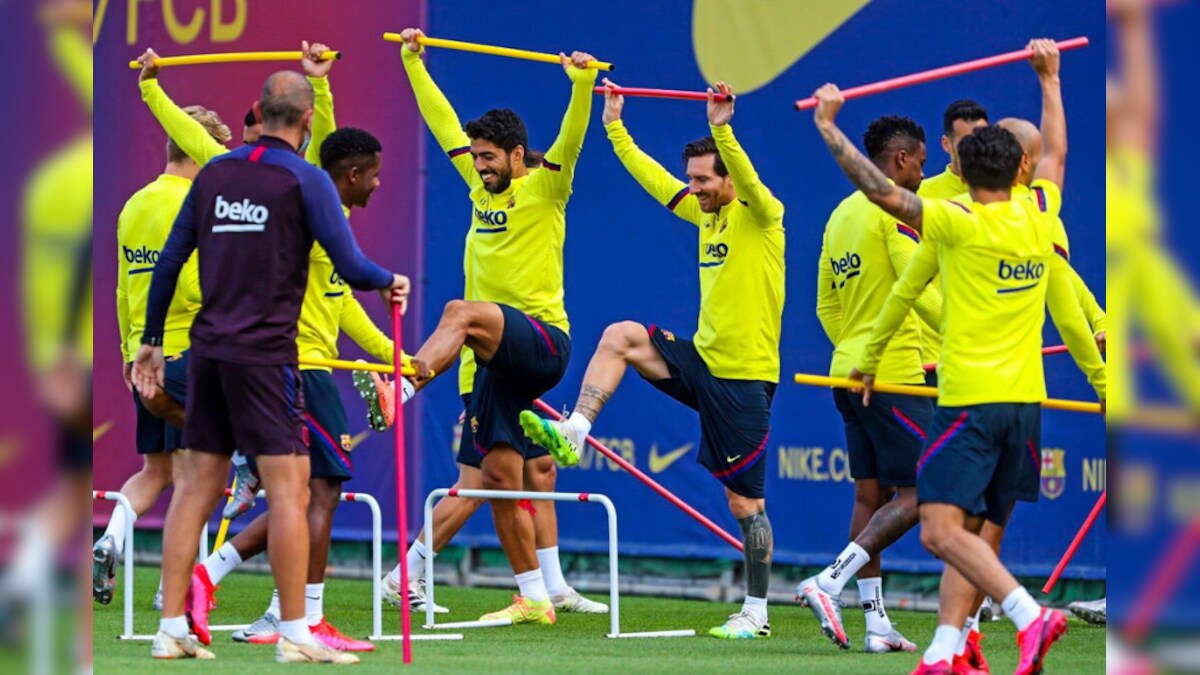 Working Hard: Lionel Messi Back in Barcelona Training ahead of La Liga ...