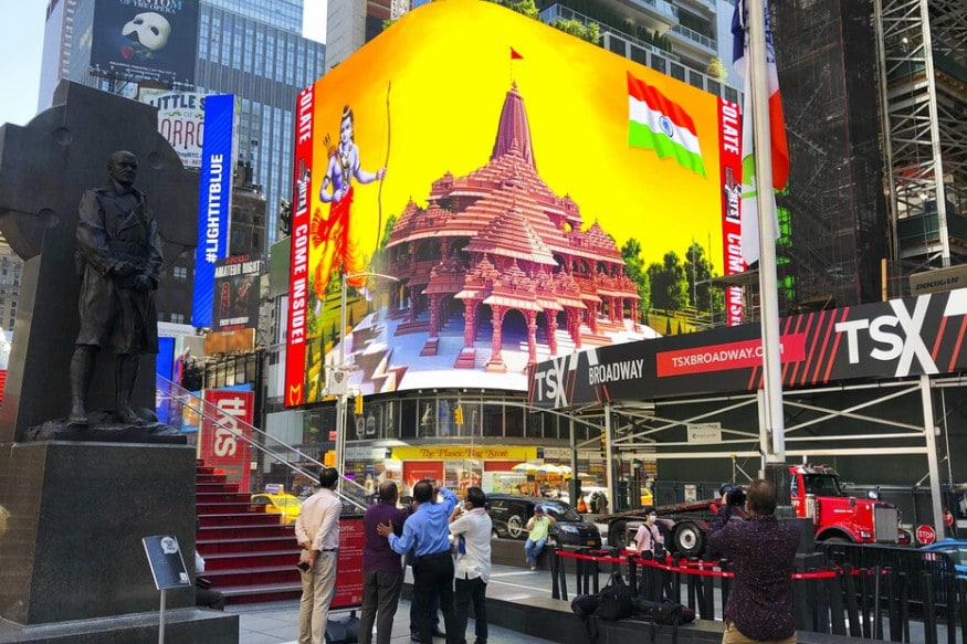 Ram Temple Billboard Shines at New York's Iconic Times Square - News18