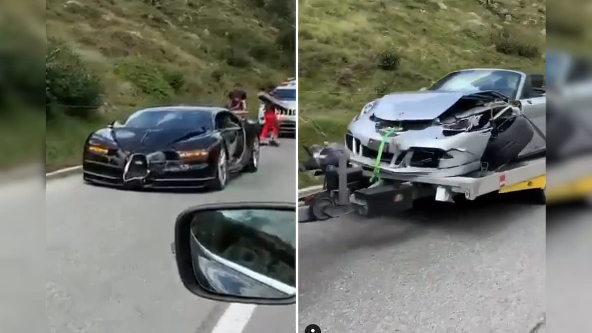 Porsche 911 And Bugatti Chiron Collide While Trying to Overtake Each ...