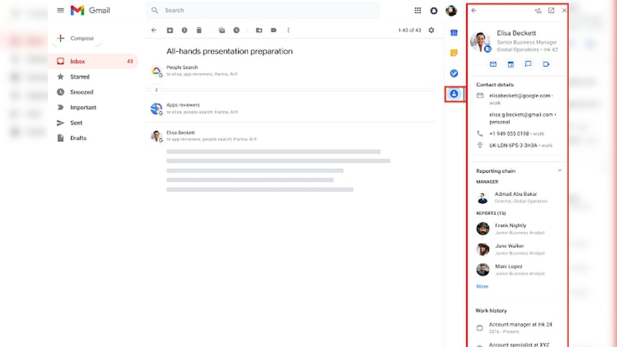 Google Adding Contacts Tab on Gmail Side Panel to Show Richer Contact Info