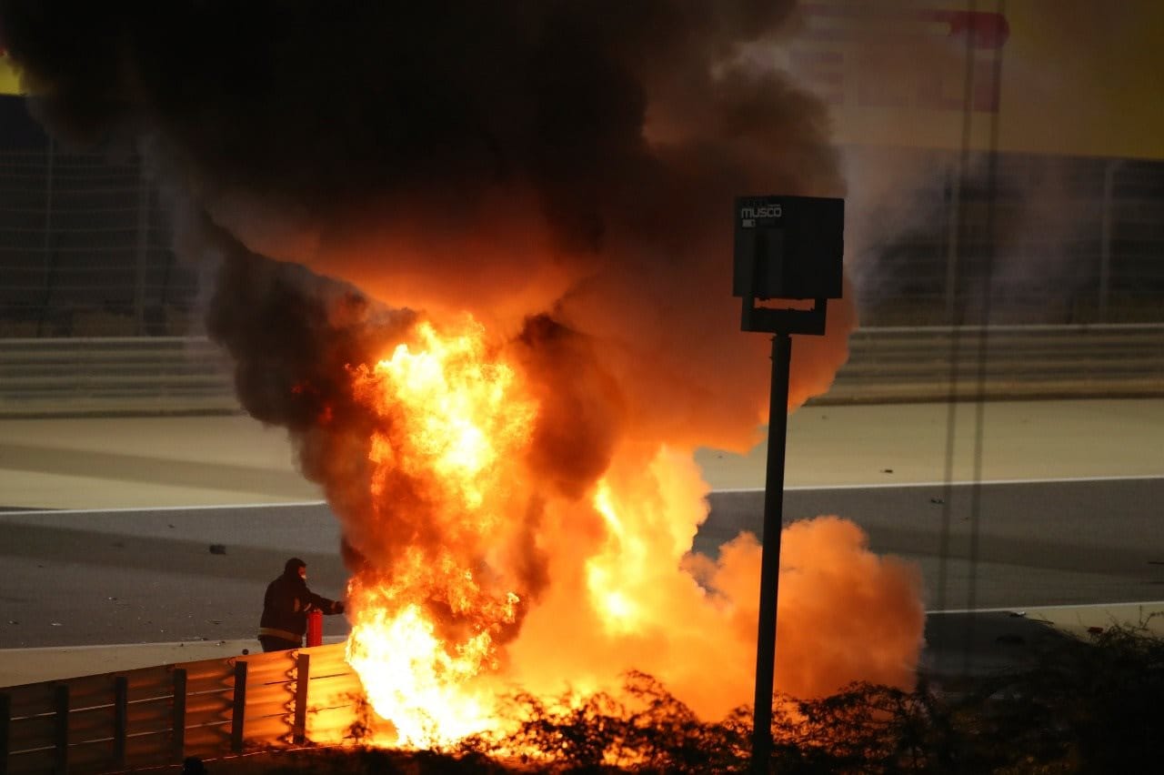 Formula One: Romain Grosjean Survives Horrific Crash At Bahrain GP, See ...