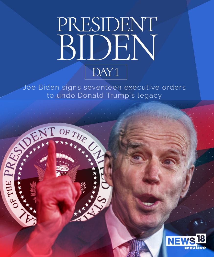 Joe Biden's 1st Day in Office: Signs Stack of Orders Reversing Trump's ...