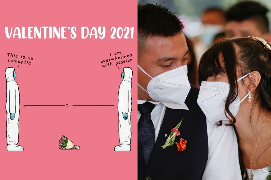 In Photos: How Couples Celebrated Valentine's Day with Covid-19 Themed ...