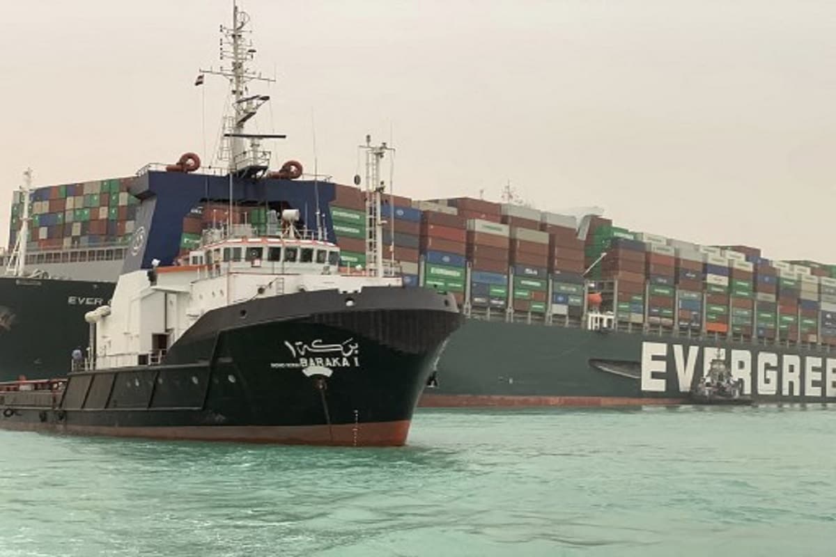 Giant Ship Blocks Suez Canal After Veering Off Course in Sandstorm