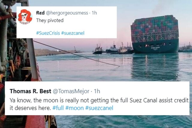 Container Ship Stuck in Suez Canal Turns after 6 Days, Twitter 'Floats ...