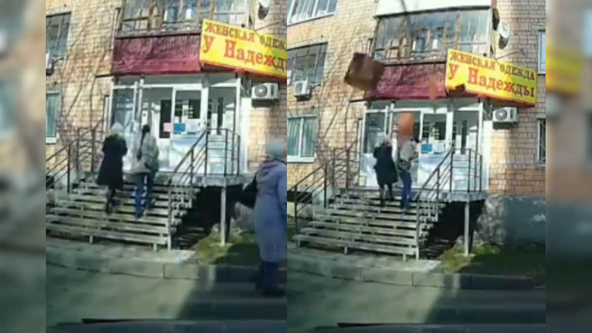 WATCH: Women in Russia Escape Unhurt After Debris from Building Falls ...