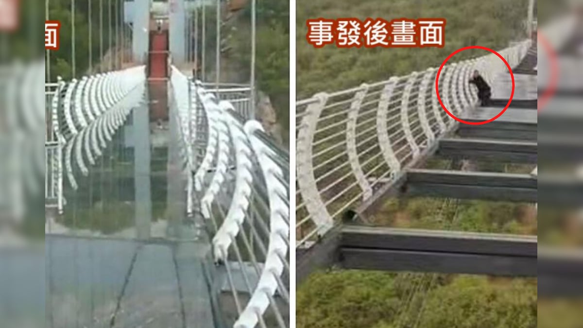 Tourist Left Stranded on 330-ft-high Glass Bridge Shattered by High ...