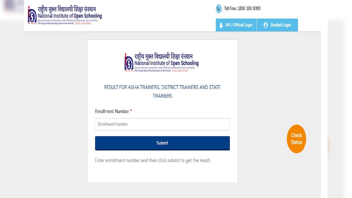 NIOS Asha Certificate Program Result Declared, 85% Pass - News18