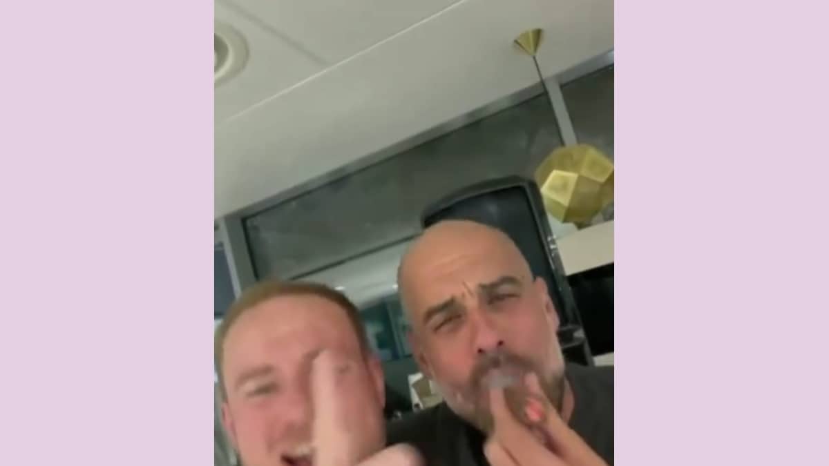Pep Guardiola Sings Oasis' Don't Look Back in Anger While Puffing Cigar ...