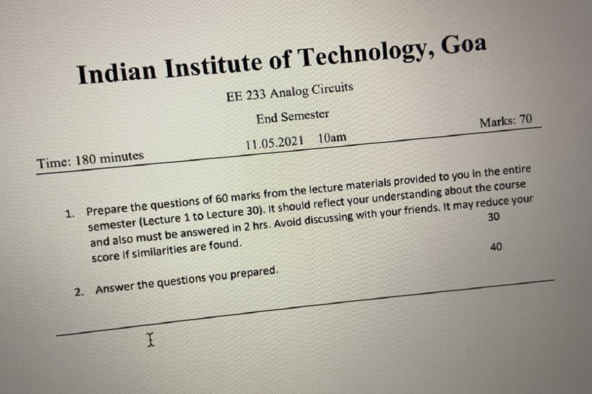 IIT Goa Asks Students to Prepare Own Questions, Answer Them for Final Exams