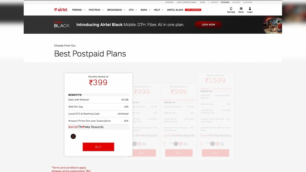 Airtel Rolls Out New Postpaid Plans: Rs 399 Onwards And New Family ...