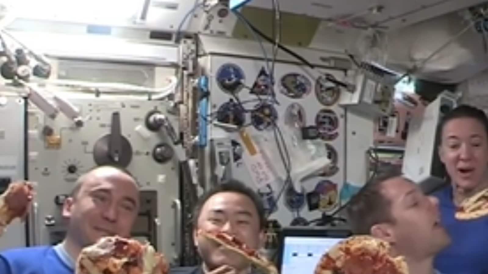 Video of Astronauts Onboard Space Station Enjoying 'Floating Pizza' is ...