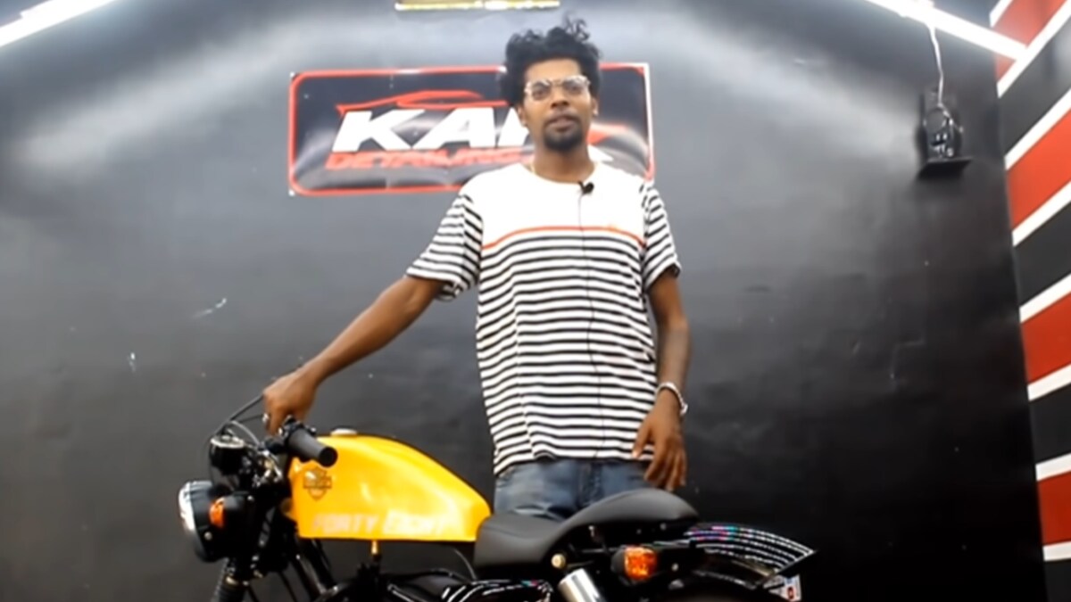 This TVS XL100 Moped Modified Into Harley Davidson Forty-Eight Looks ...