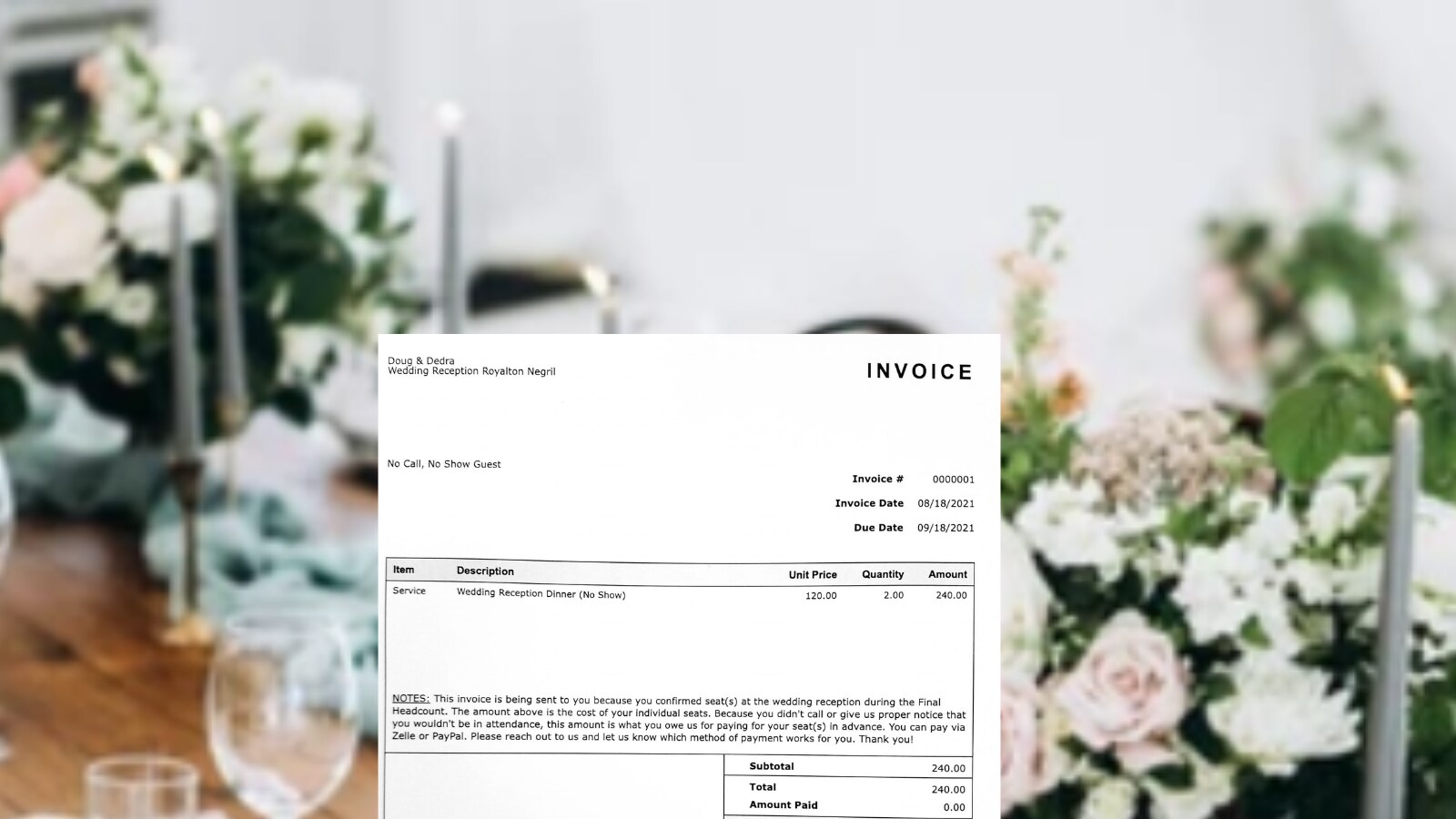 Newlywed Couple Sends Rs 17,700 Invoice to ‘No-Show’ Wedding Guests ...
