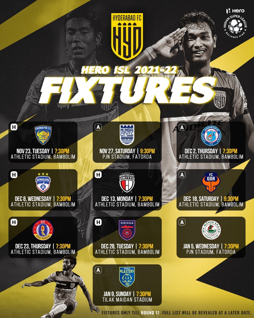 In Pics | ISL 2021-22: Full Fixtures Till Round 11, Match Timings and ...