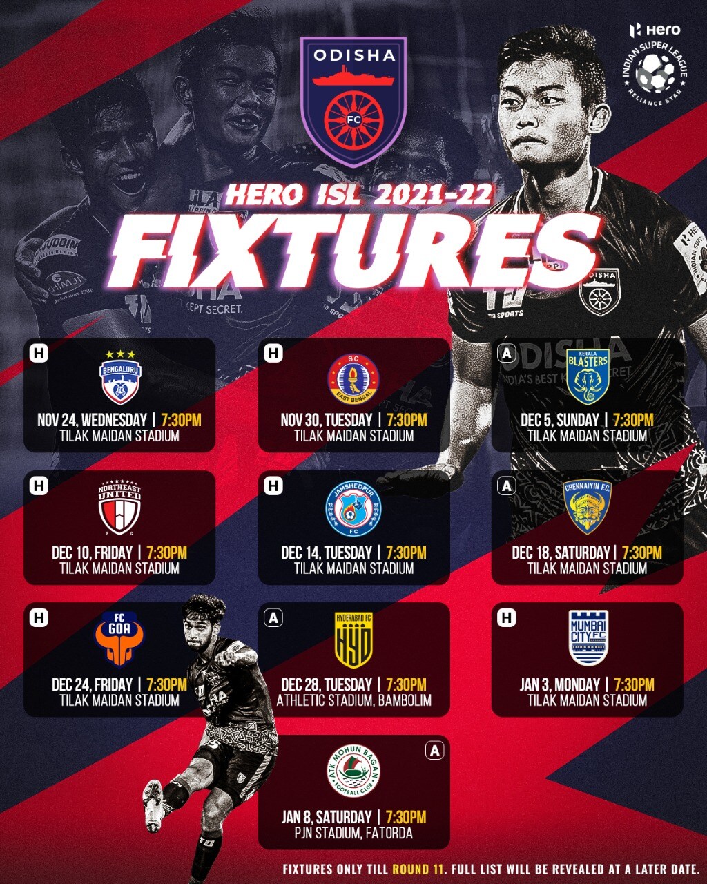 In Pics | ISL 2021-22: Full Fixtures Till Round 11, Match Timings and ...