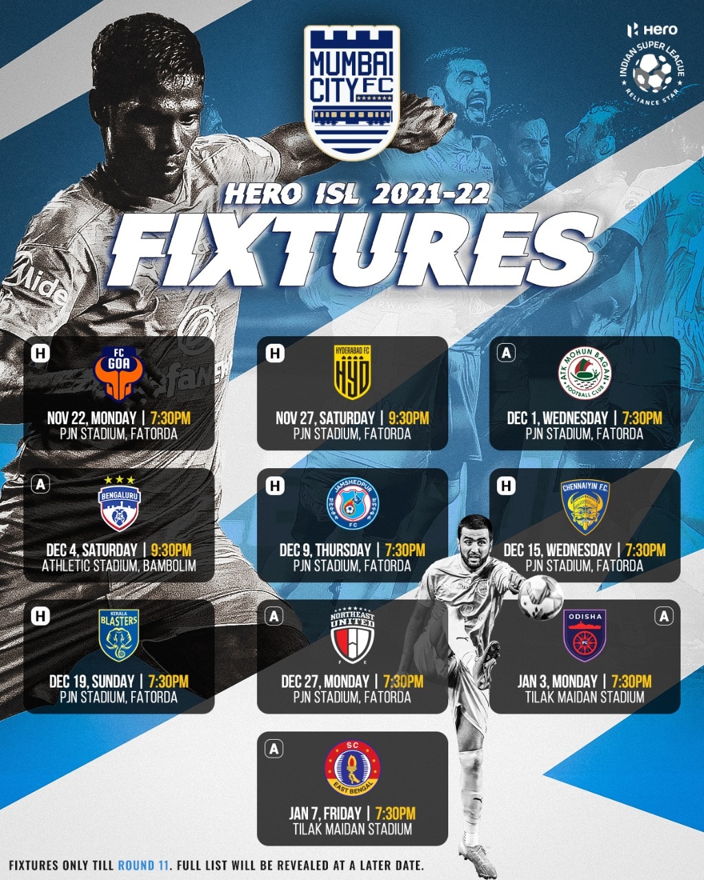 In Pics | ISL 2021-22: Full Fixtures Till Round 11, Match Timings and ...
