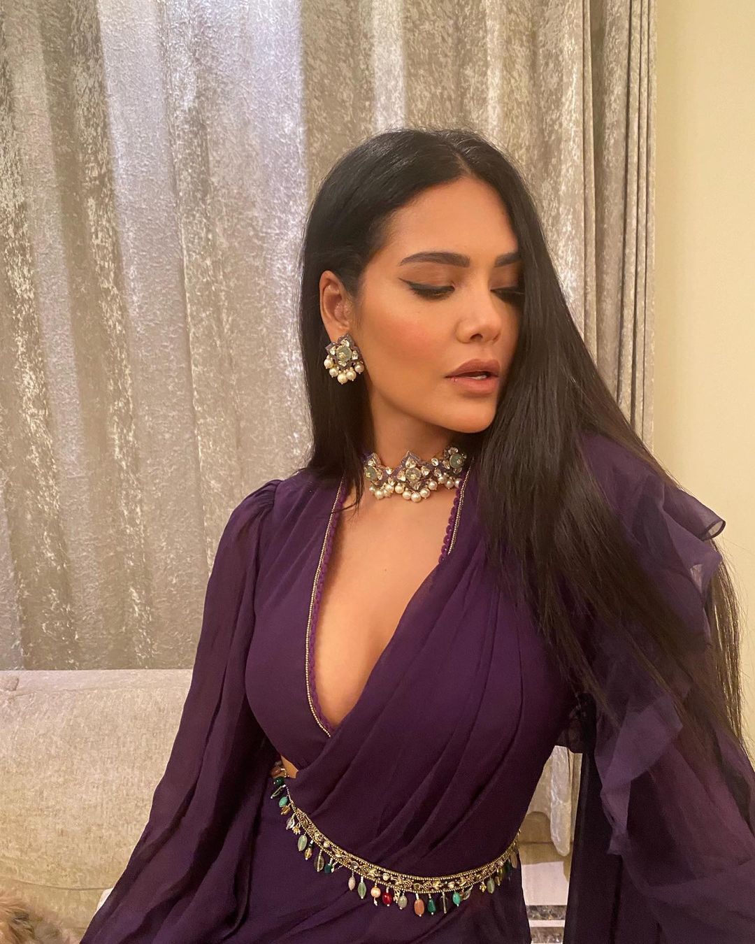 Esha Gupta In Yellow And Purple Lehenga Is What Regal Dreams Are Made ...