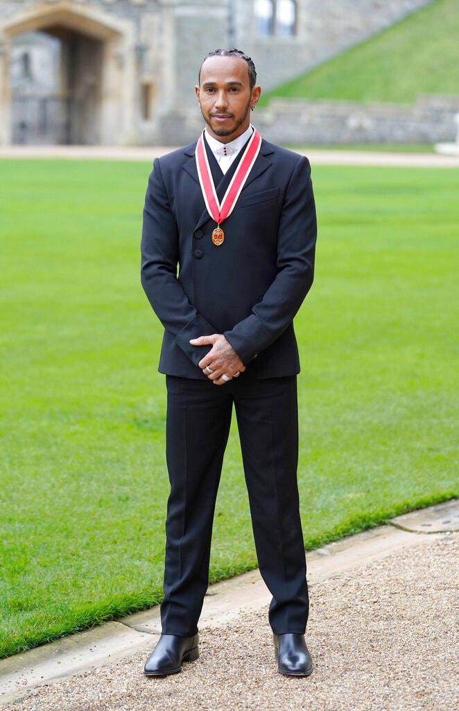 Lewis Hamilton Receives Knighthood from Britain's Prince Charles at ...