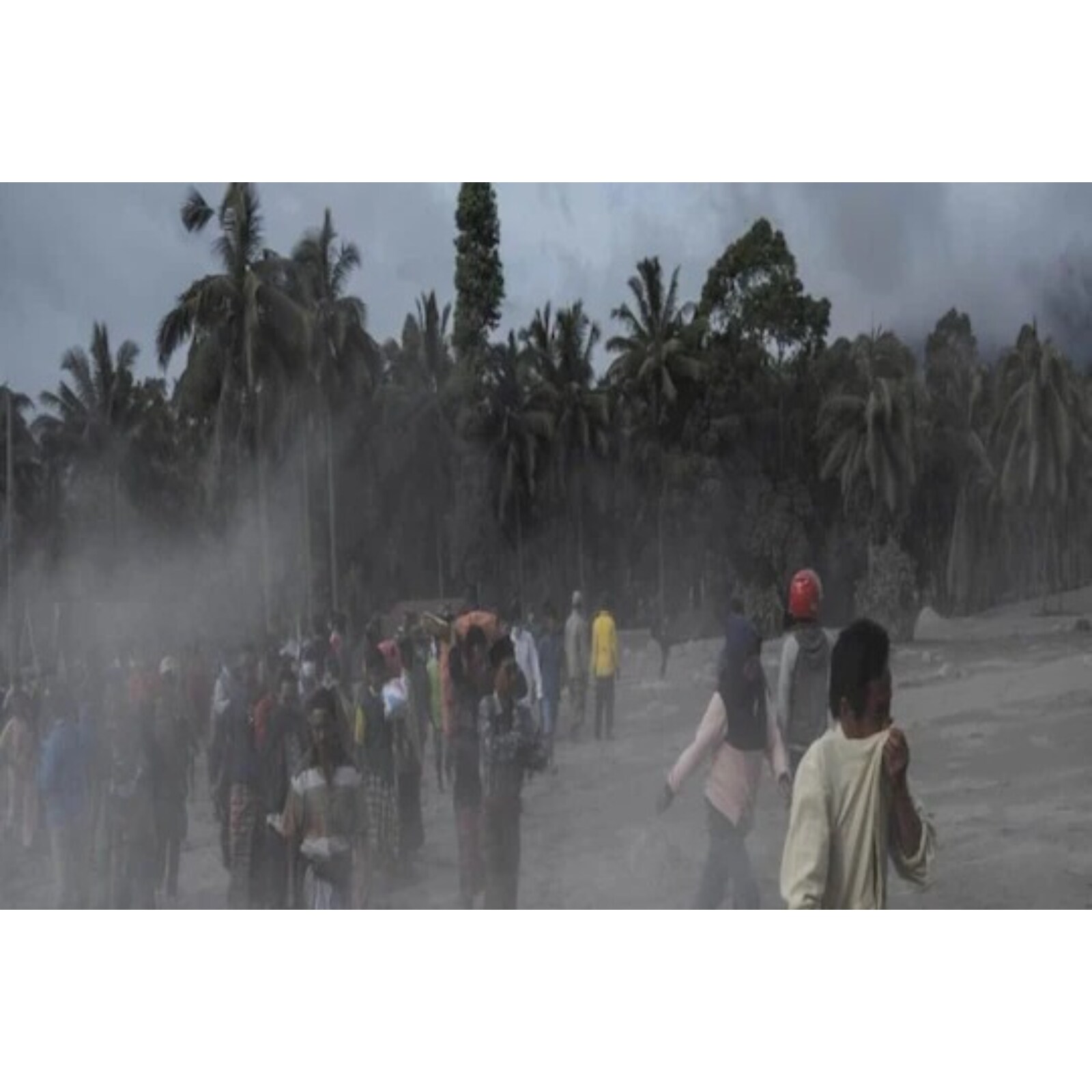 People Running From Volcano