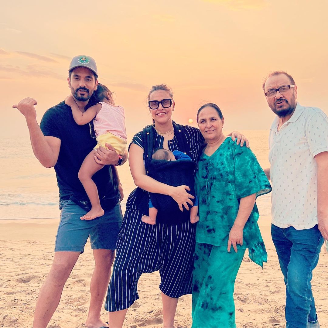 Neha Dhupia Reveals Son's Name With Adorable Family Photo, Check Out ...