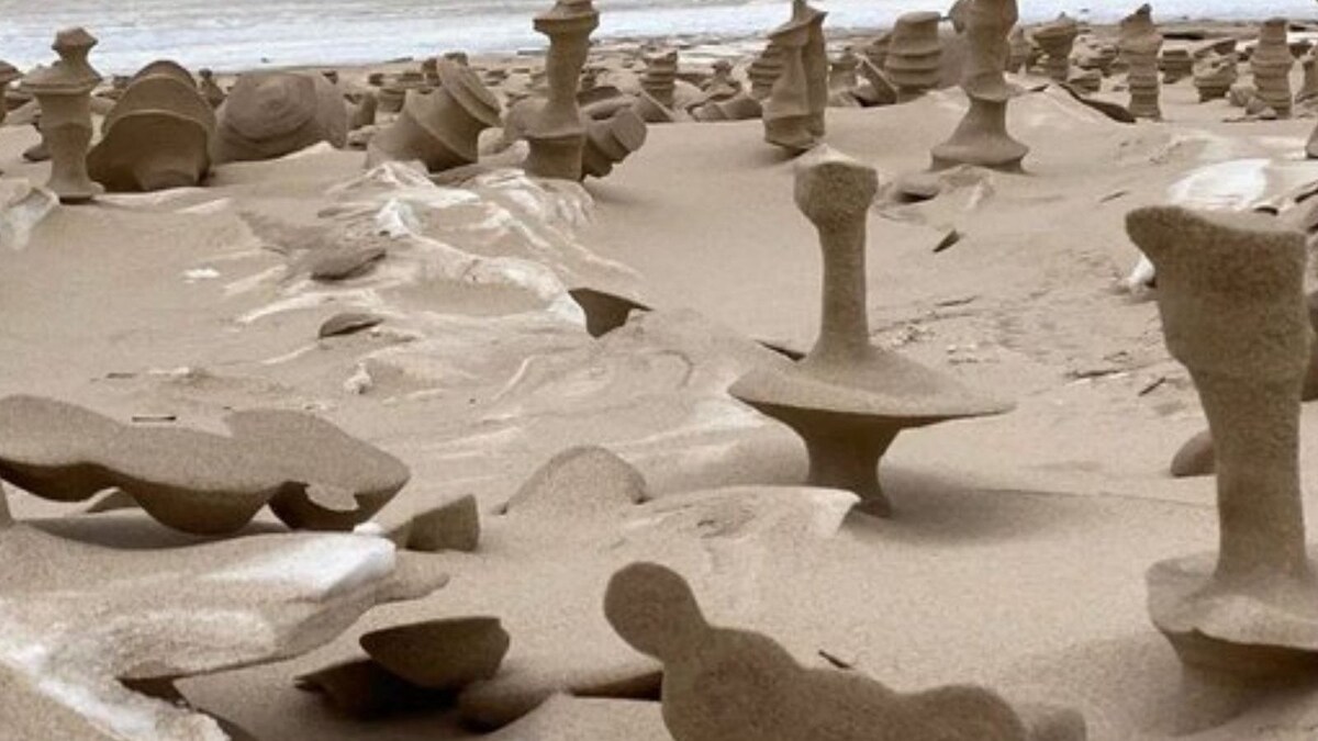 Naturally-made Sand 'Art Installation' Along Lake Michigan Wows ...
