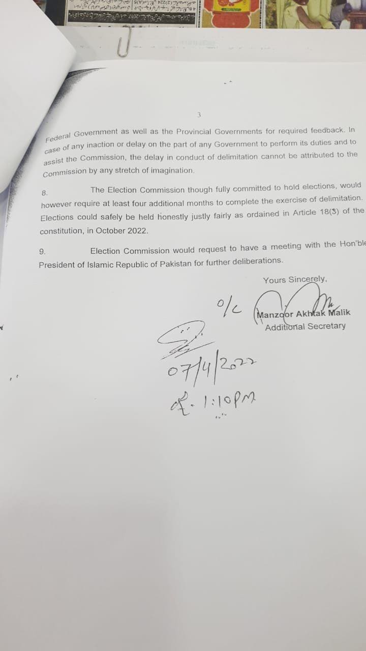 Exclusive | Pakistan's Election Commission Writes to Prez Arif Alvi ...