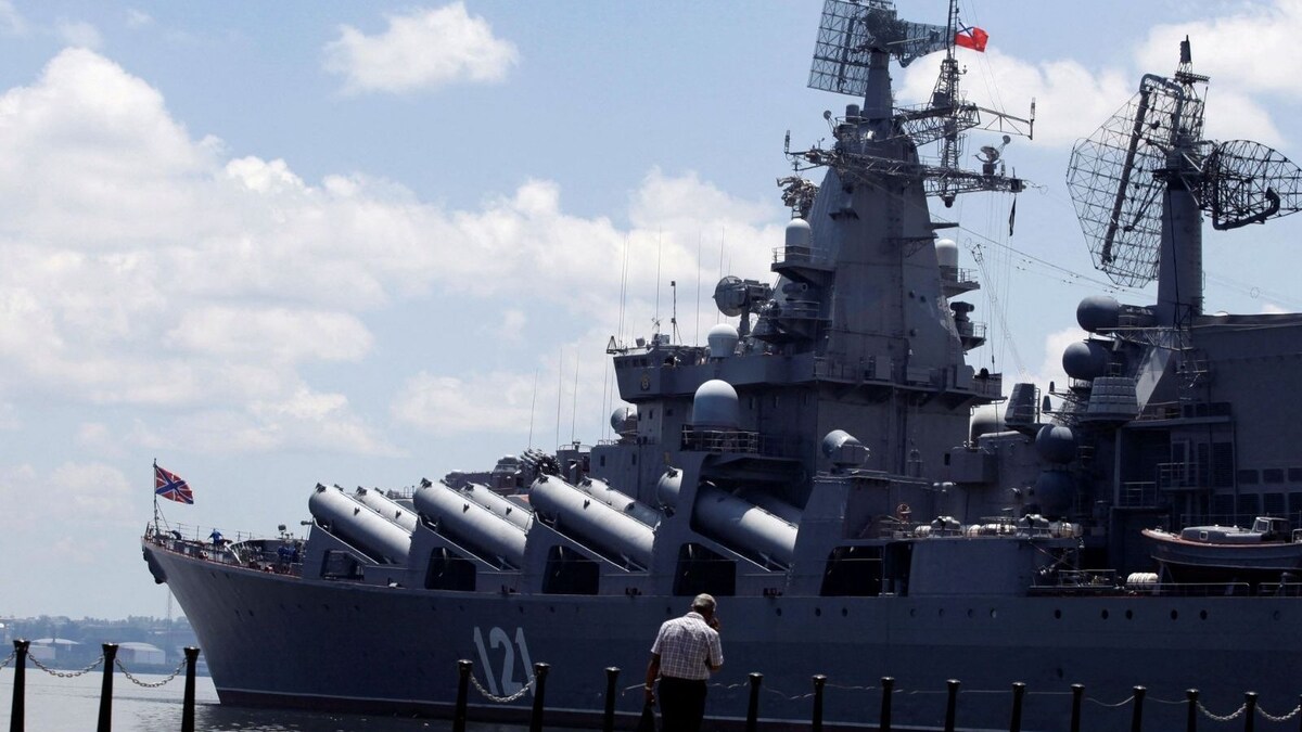Russian Warship Moskva Hit by Two Ukrainian Missiles Before Sinking ...