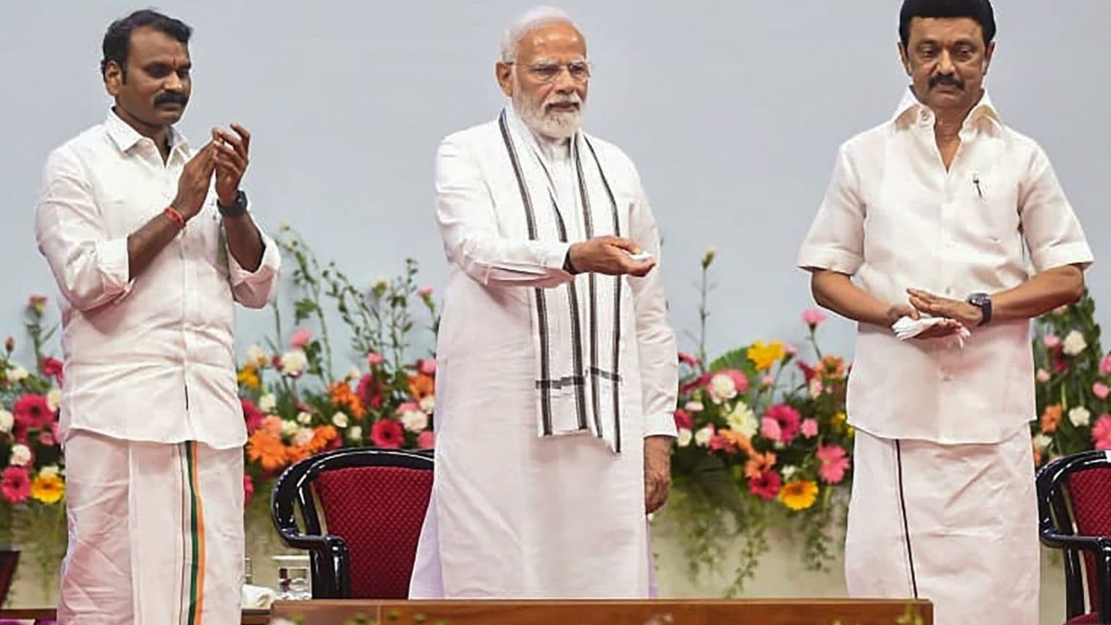 Modi on Stage, Stalin Pitches for Tamil, Demands it be Declared ...