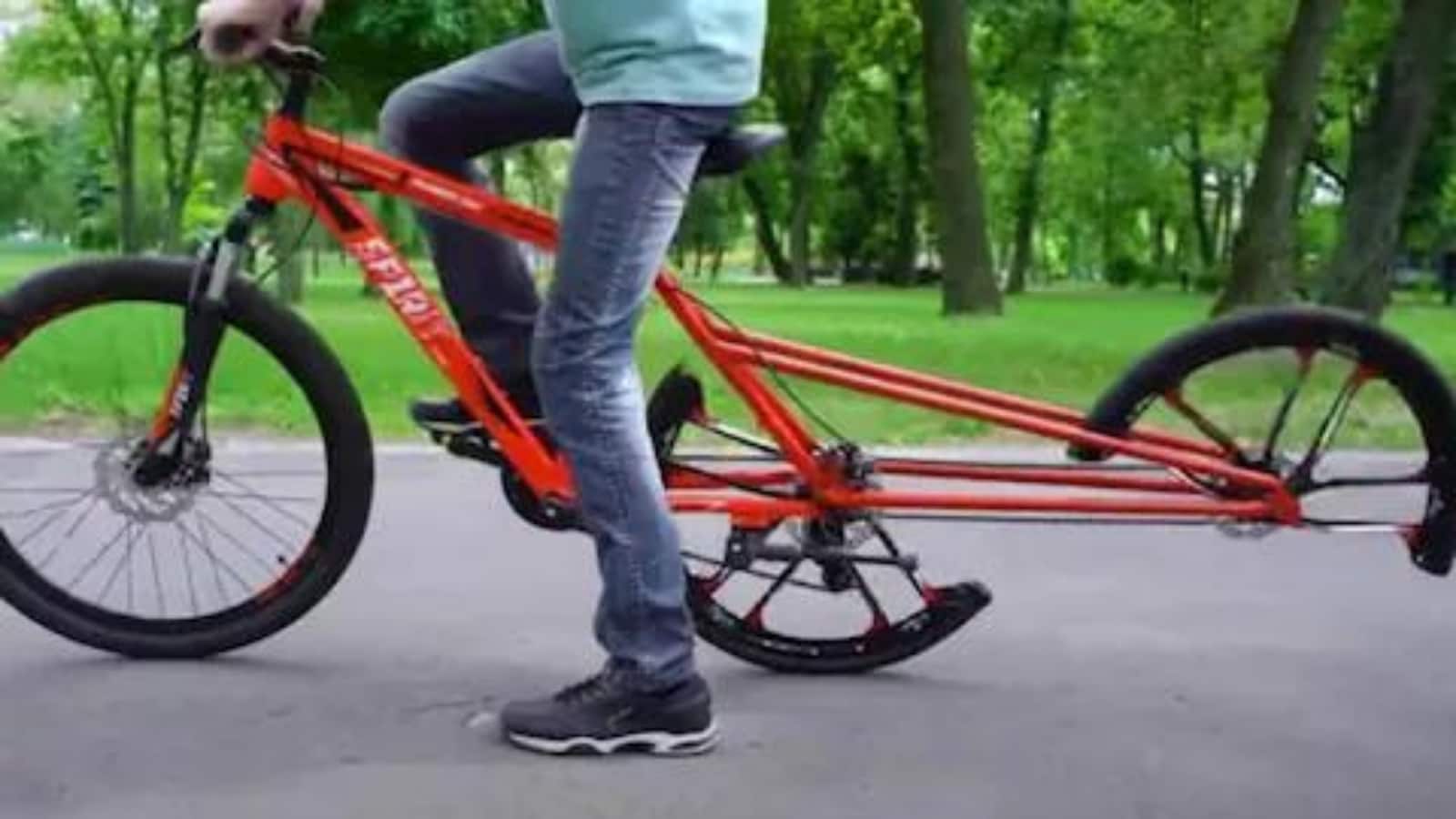 Man Makes Bicycle With Rear Wheel Split In Half But It Works Just Fine ...