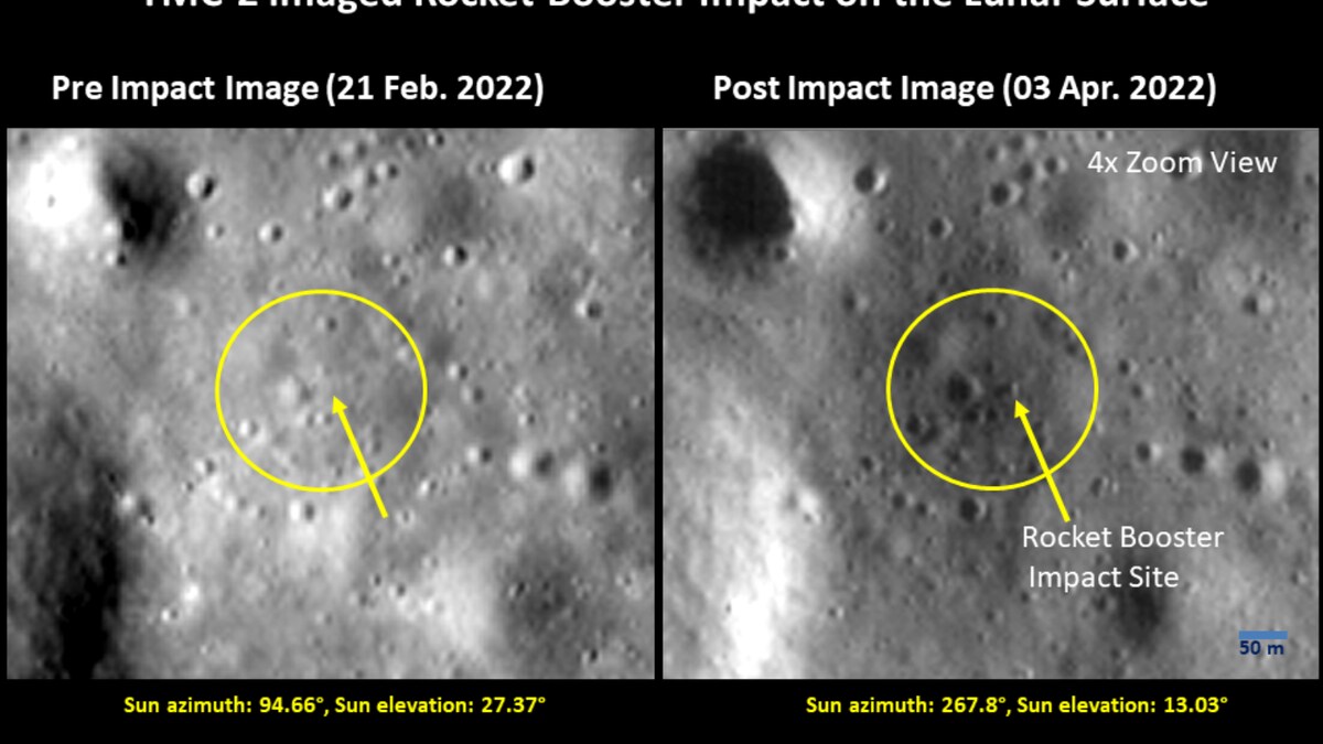 ISRO Photos Show Double Craters Created by Rocket Hitting Moon Surface ...