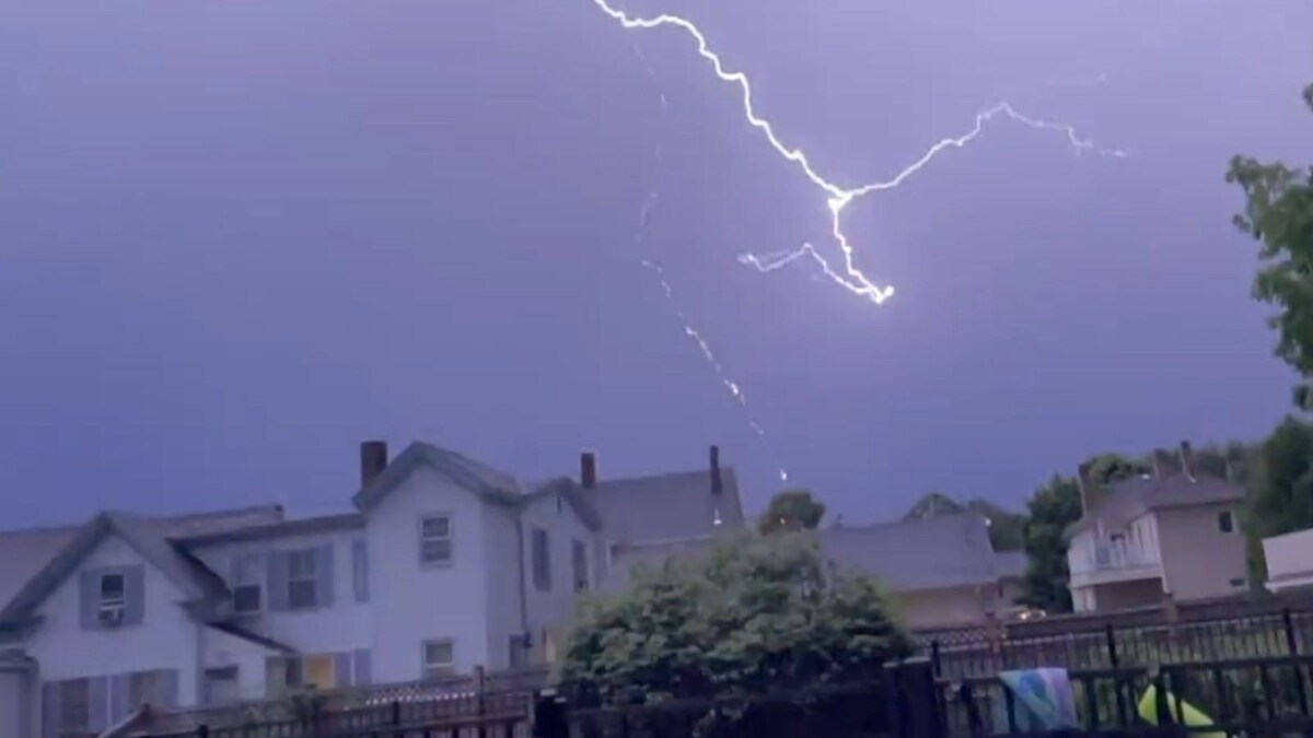 WATCH: Massive Lightning Bolt Burns House Roof in Massachusetts - News18