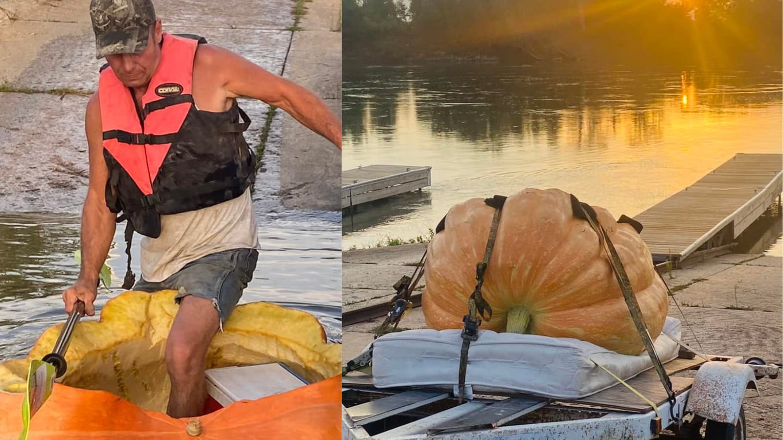 US Man Paddles 61 Kilometre in a Giant Pumpkin Boat On His 60th ...
