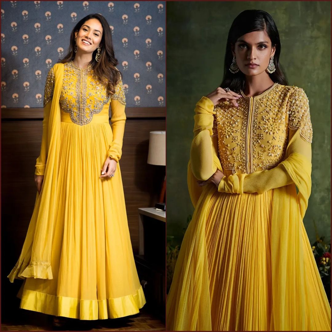 Admiring Mira Rajput’s Exquisite Yellow Anarkali Worth ₹74K | Lifestyle ...