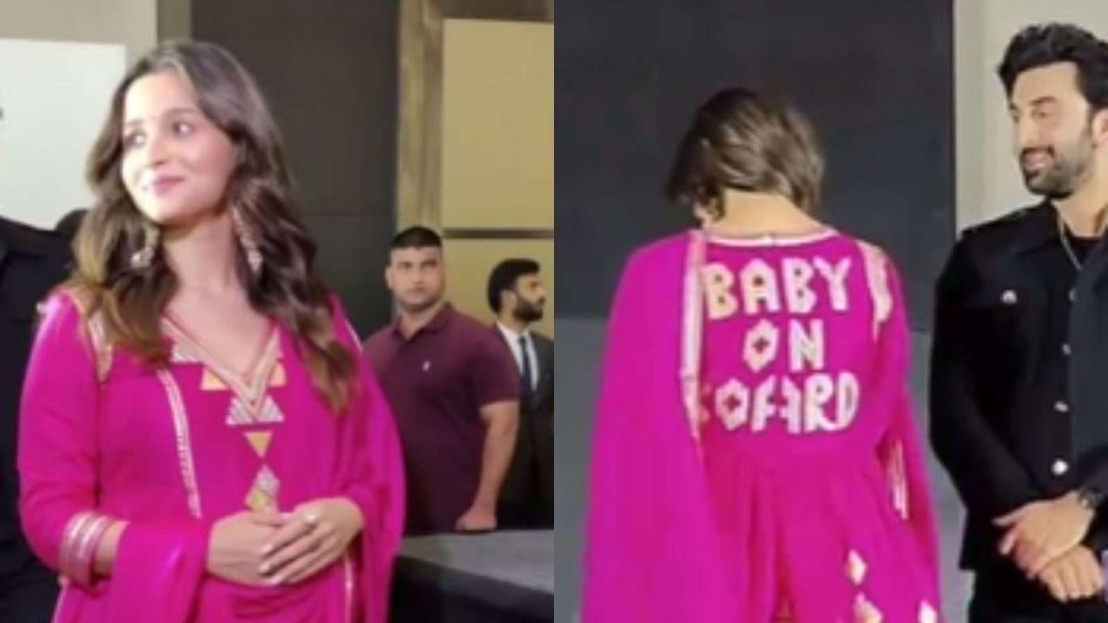 Alia Bhatt Dazzles in Pink Sharara With 'Baby on Board' Message at ...