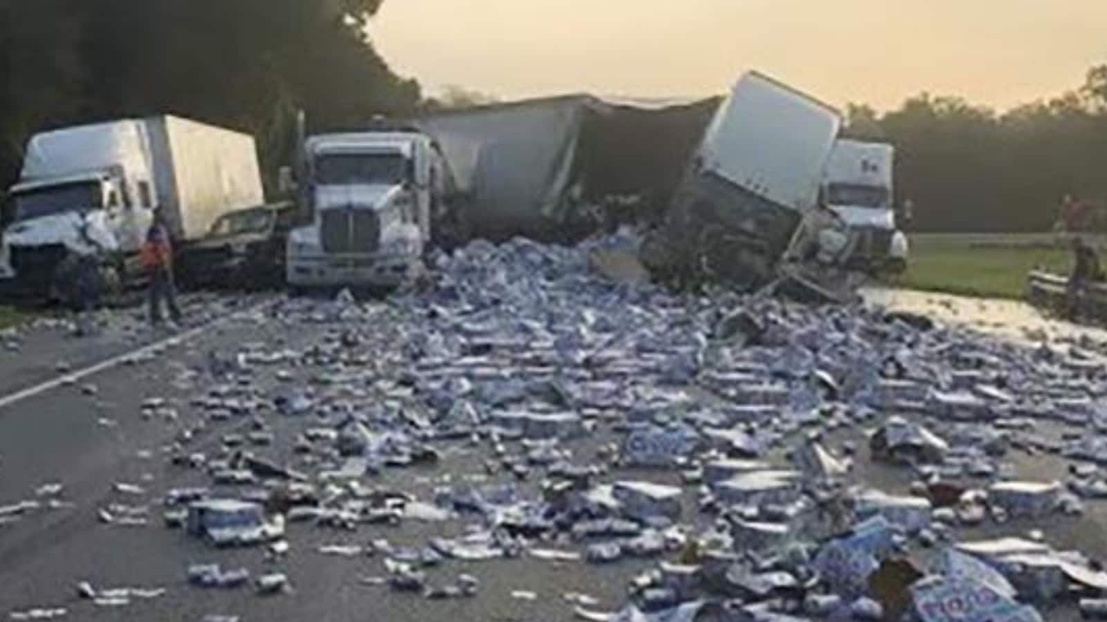 Florida Highway Turned into Silver Sea of Beer Cans After Semi Crash ...