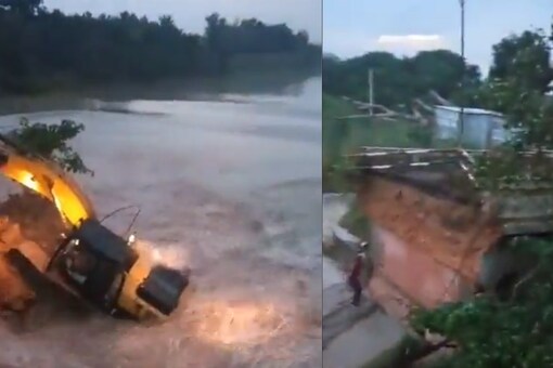 WATCH: Bulldozer Submerges in Water During Bridge Demolition, Driver ...