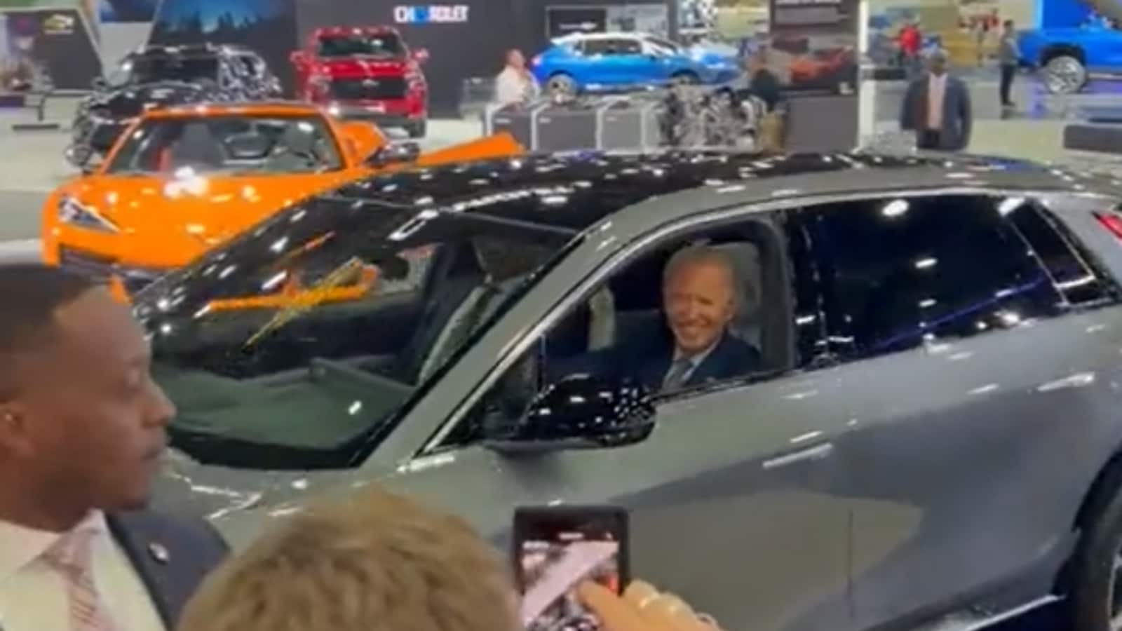 WATCH: Joe Biden Drives Electric Cadillac at Auto Show, Calls it Uber ...
